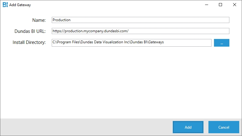 Using a Dundas BI gateway | Installation | Documentation | Learning