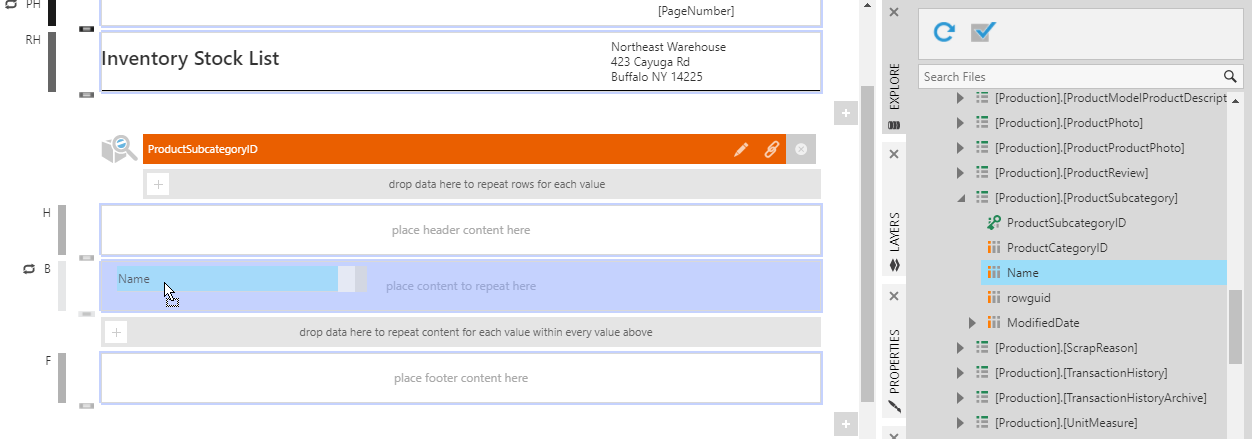 Designing an inventory report | Create & View Content | Documentation ...